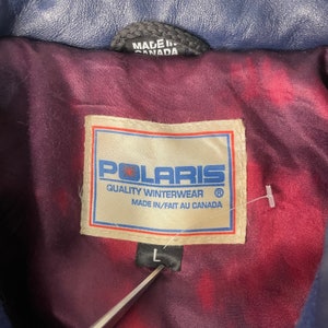Vintage 90s Polaris Snow Mobile Winter Season Stitched Embroidered Logo Sportswear Athletic Blue ...