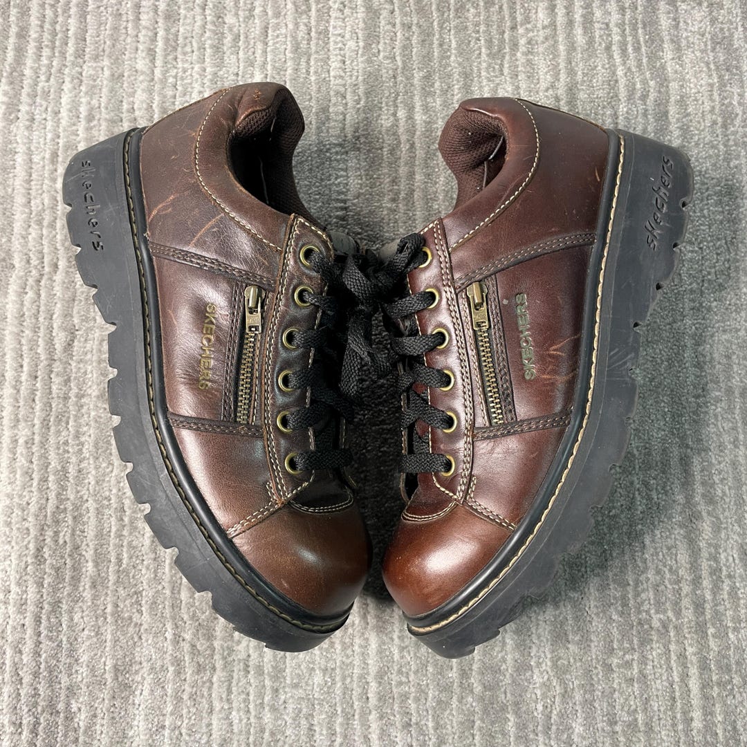 Vintage 2000s Skechers Plat Form Style Causal Leather Material Y2K ...