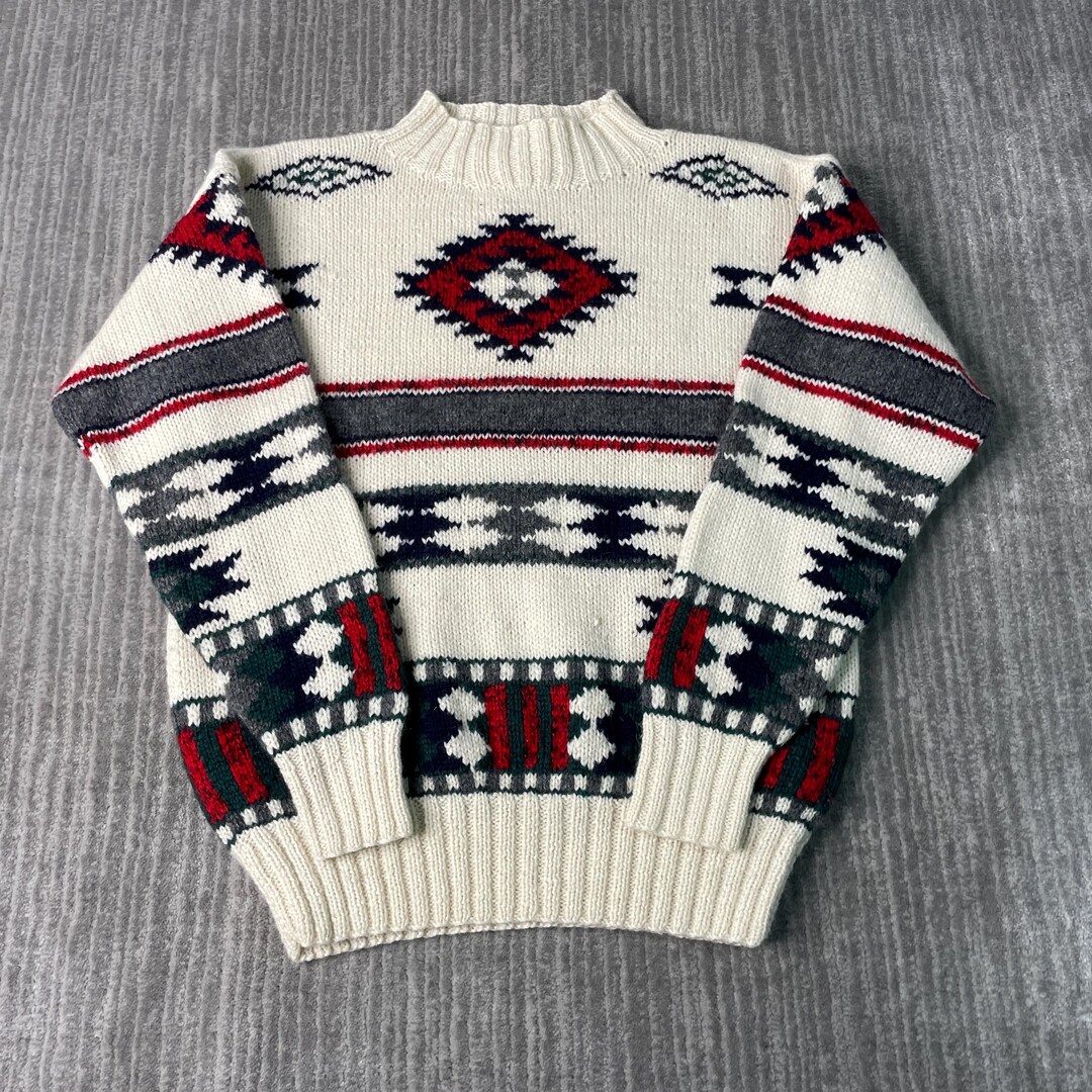 Vintage 2000s Studio Abstract Pattern Causal Preppy Style Hand Knit ...