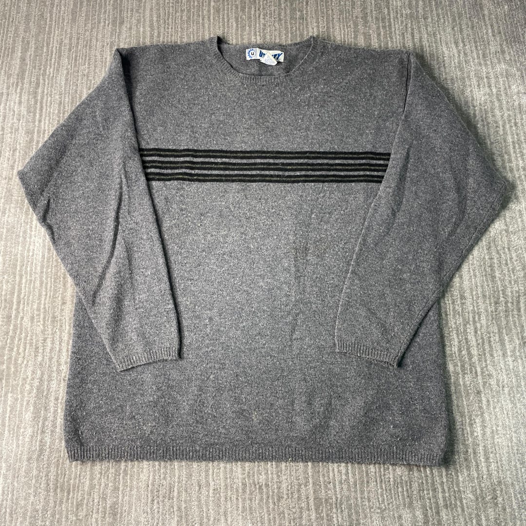Vintage 2000s Utility Striped Pattern Wool Material Basic Essential ...