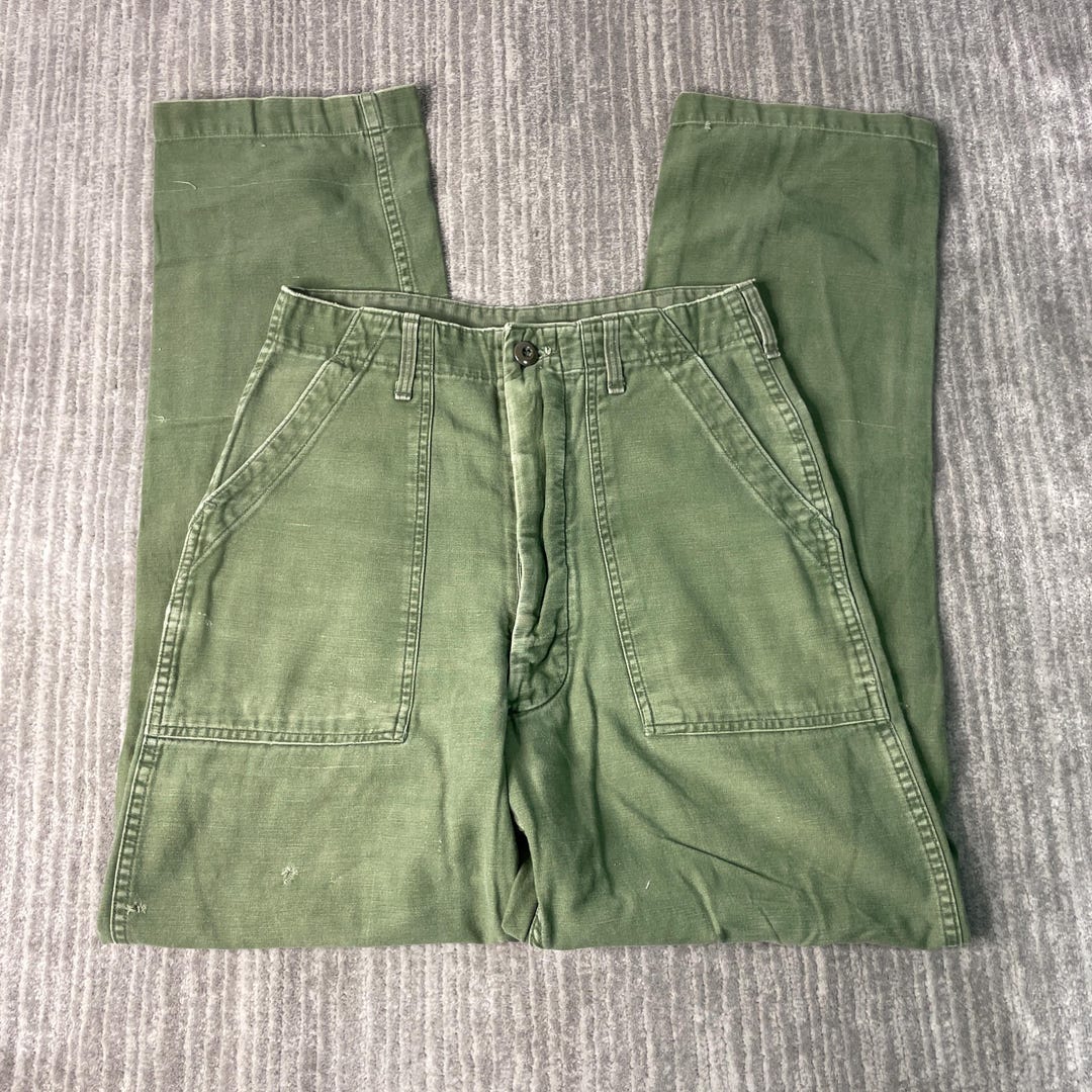 Vintage 80s OG 107 Regular Fit US Army Military Casual Basic Essential ...