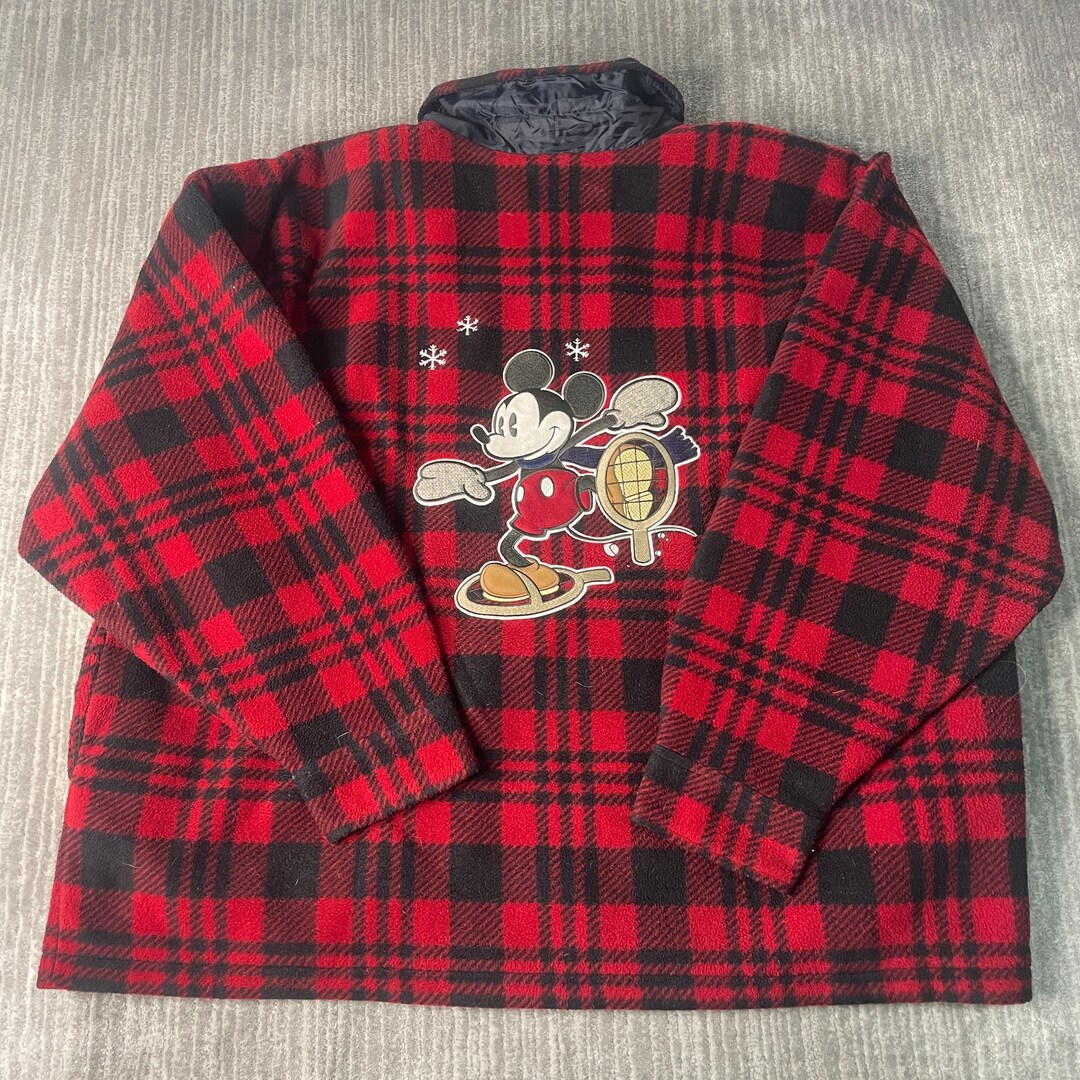 Vintage 2000s Disney Mickey Mouse Two Pocket Plaid Pattern Lumberjack ...
