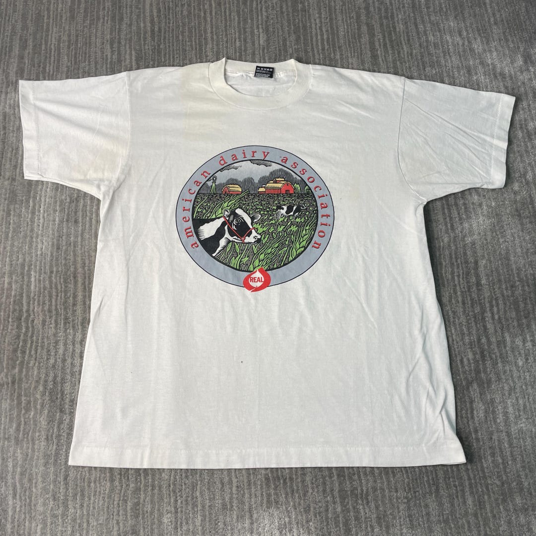 Vintage 90s American Dairy Farm Cow Milk Food Drink Artwork Single ...