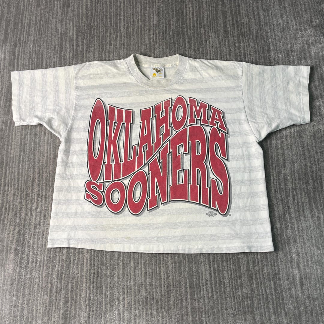 Vintage 90s Oklahoma Sooners University College Striped Pattern Single ...