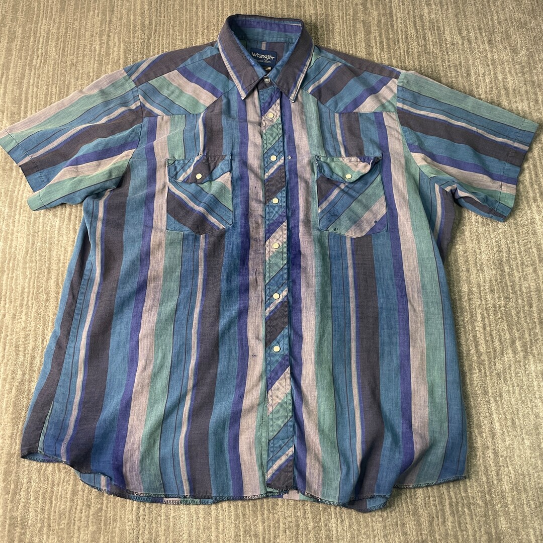 Vintage 2000s Wrangler Two Pocket Plaid Pattern Western Cowboy Style ...