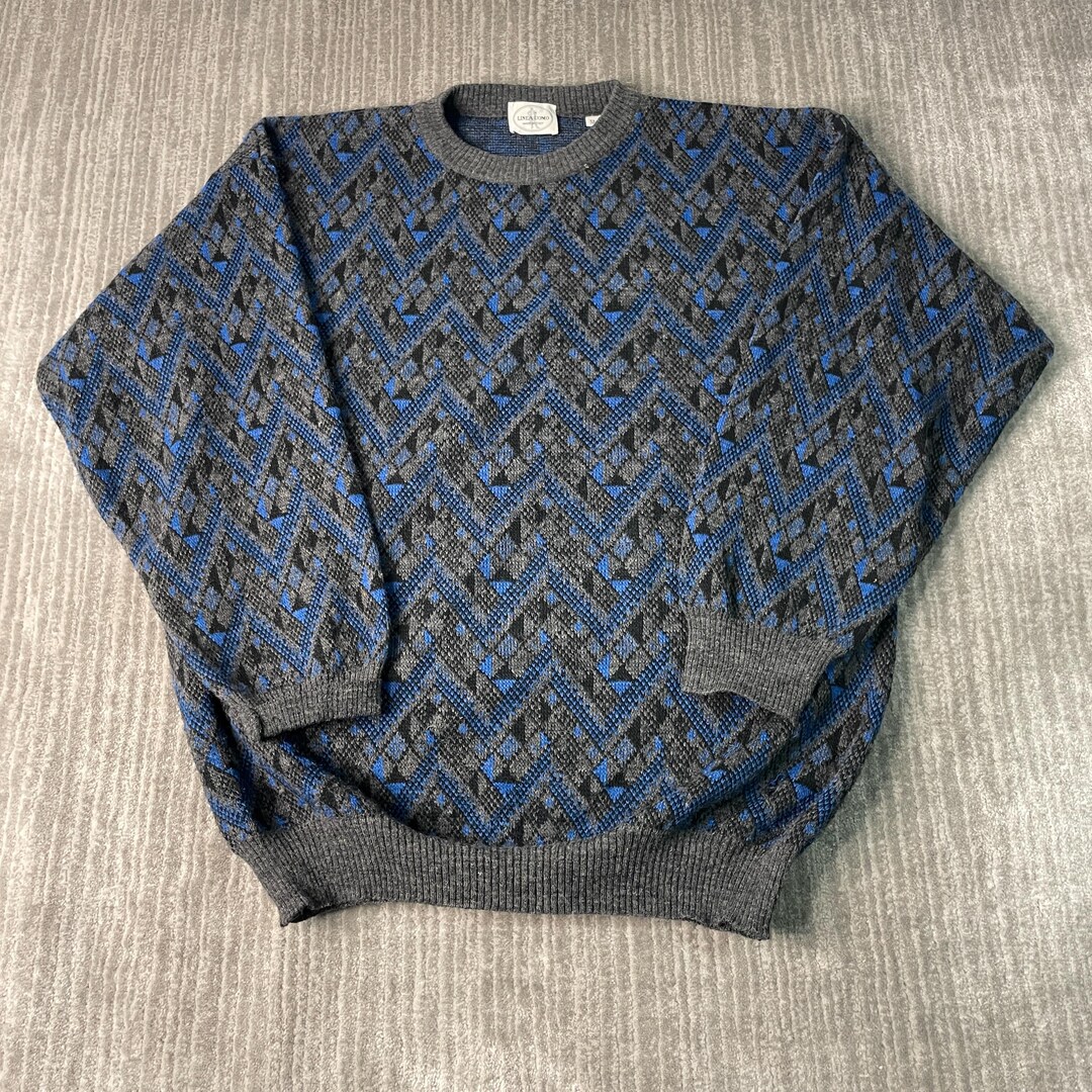 Vintage 80s Linea Uomo Diamond Abstract Pattern Casual Preppy Style ...