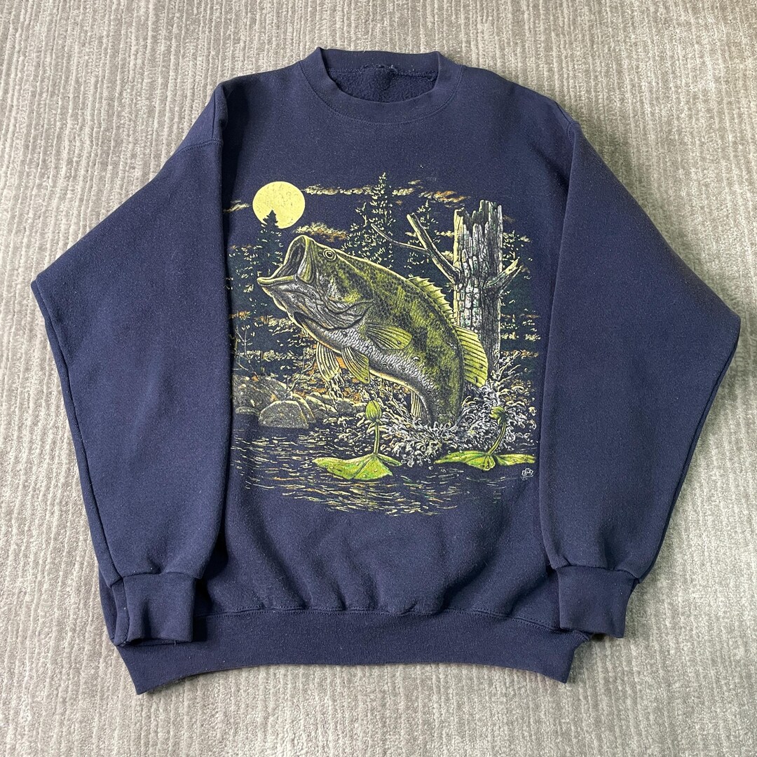 Vintage 90s Fishing Lake Animal Nature Woods 1990s Fashion Essential ...