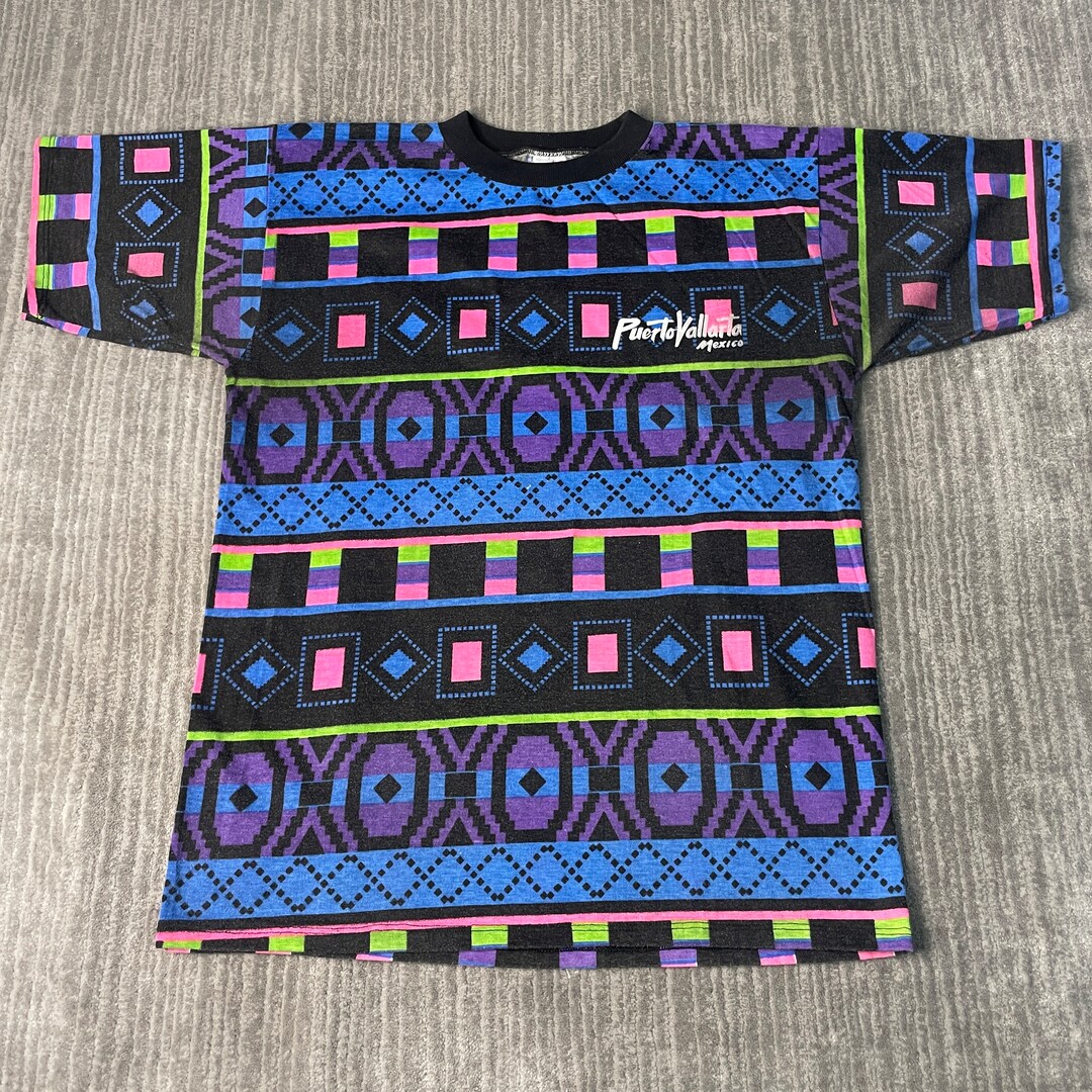 Vintage 2000s Mexico Puerto Vallarta Abstract Pattern Travel Souvenir ...