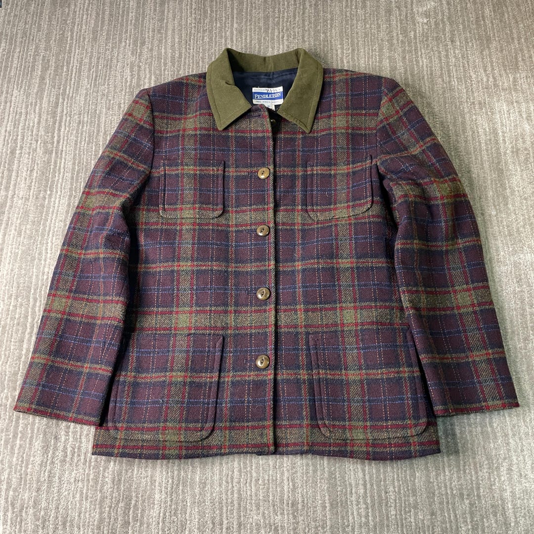 Vintage 2000s Pendleton Four Pocket Plaid Pattern Preppy Casual Made in ...