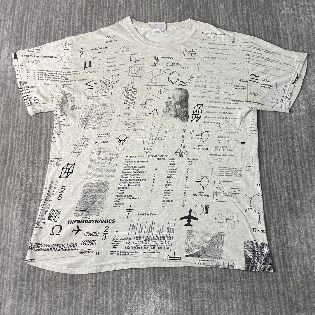 Vintage 2000s Science Math All Over Logo Basic Essential Streetwear Y2K ...