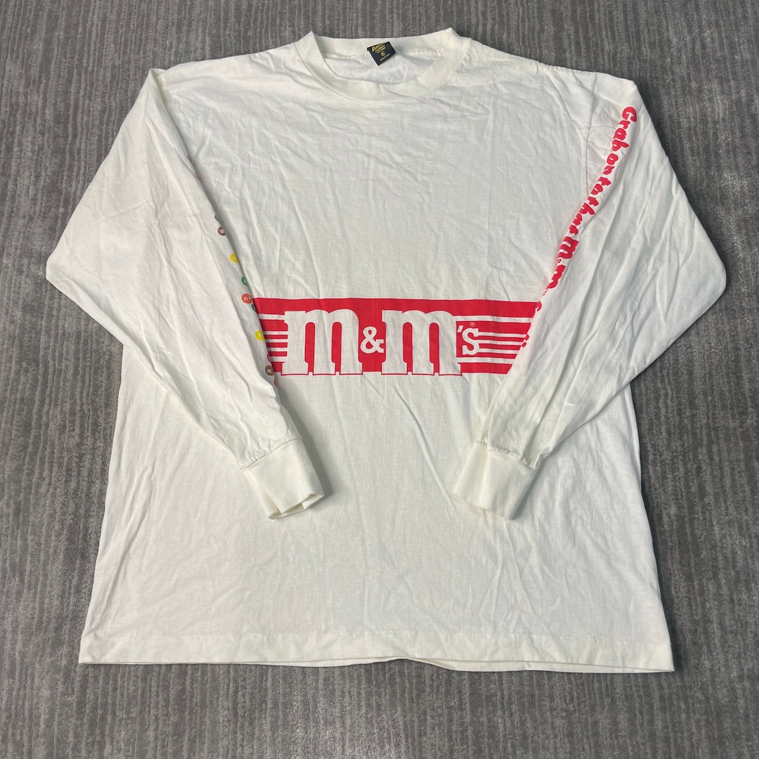 Vintage 80s M&ms Small Candies Promo 1980s Fashion Basic Essential Streetwear Made in USA White ...