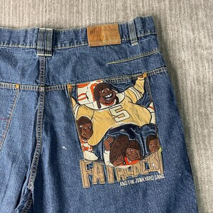 Vintage 2000s Platinum Fubu Fat Albert Cartoon Loose Fit Urban Hip Hop Streetwear Blue Denim ...