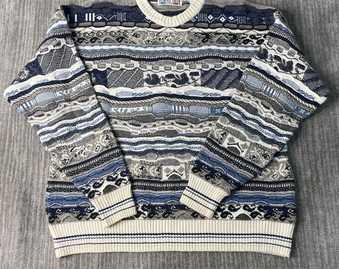 Vintage 2000s Florence Tricot Abstract Pattern Coogi Style Casual Basic ...