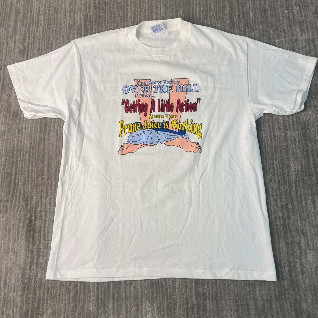 Vintage 90s Prune Juice Old Person Humor Joke Funny Sayings Single ...