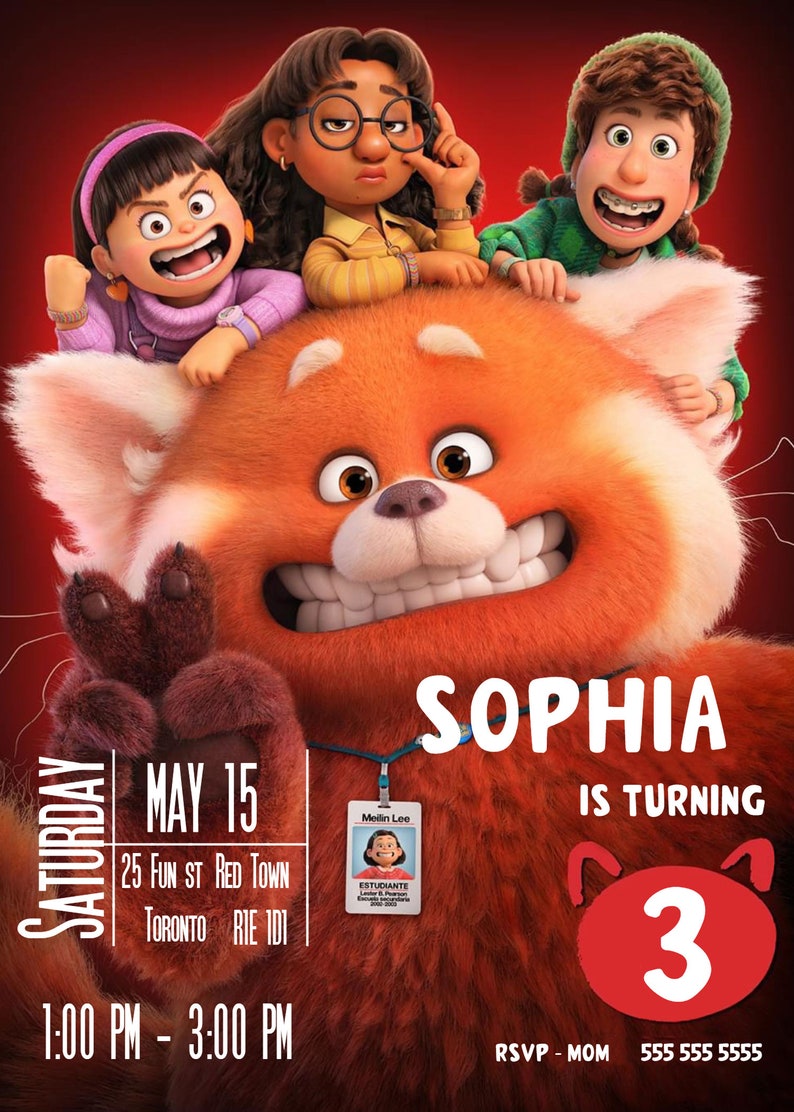 Turning Red Invitations Template