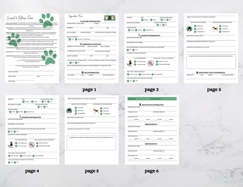 Dog Walking Information Form, Dog Walking Consent and Release Form ...