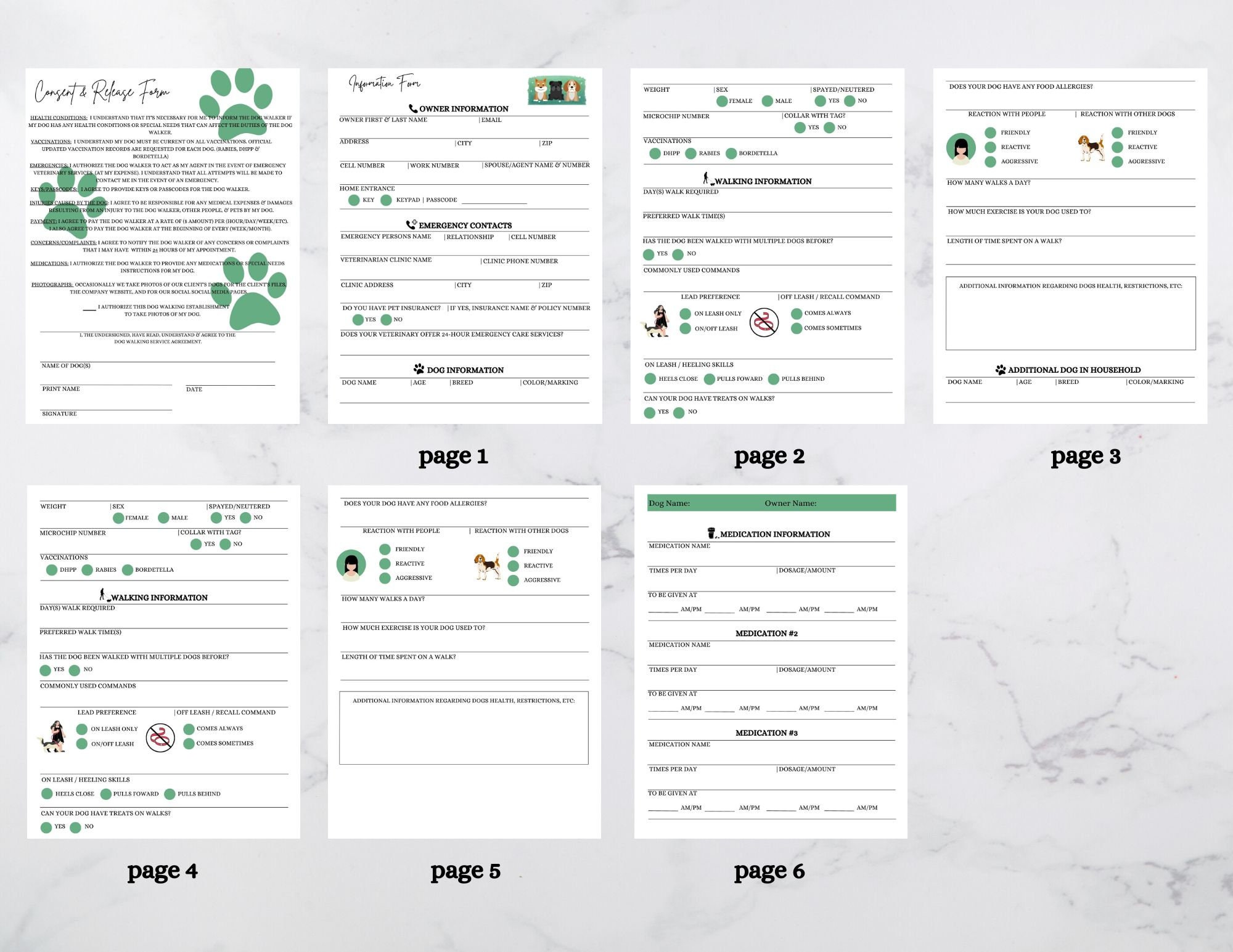 Dog Walking Information Form, Dog Walking Consent and Release Form ...