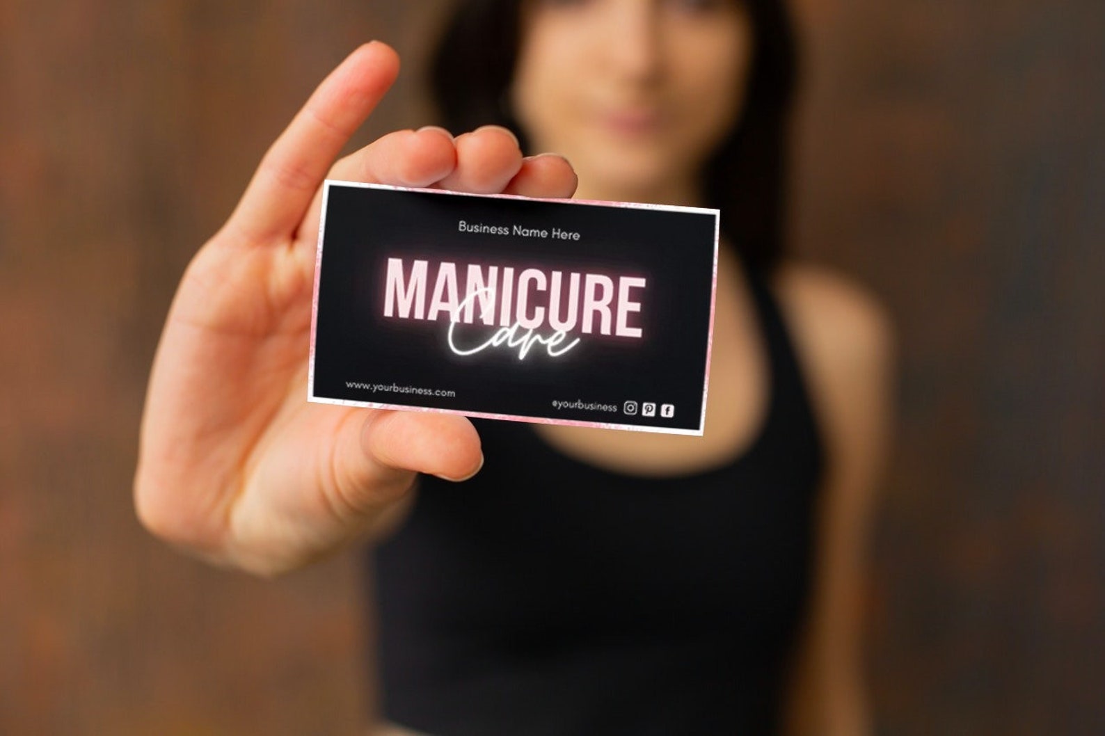 Neon/rose Gold Manicure Care Card Template Custom Nail - Etsy