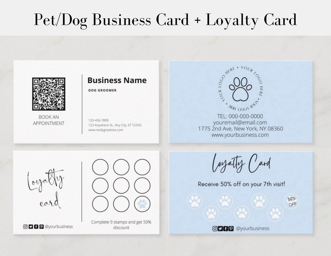 Dog/pet Business Grooming Card Editable Templates Reward - Etsy