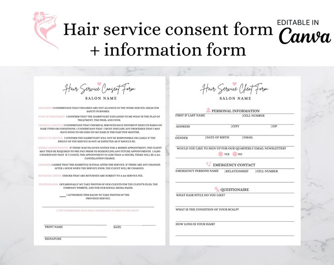 Hair Salon Forms Hairdresser Profile Card Client Card Order Form ...