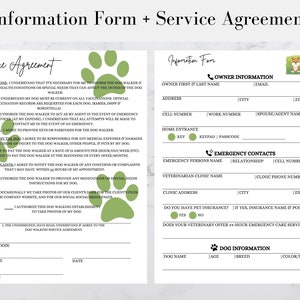 Dog Walking Information Form Dog Walking Service Agreement - Etsy