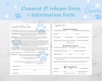 Dog Grooming Business Forms, Consent and Release Form, Information Form ...