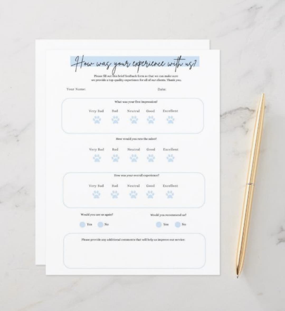 Editable Dog Grooming Feedback Form, Dog Grooming Business Form ...