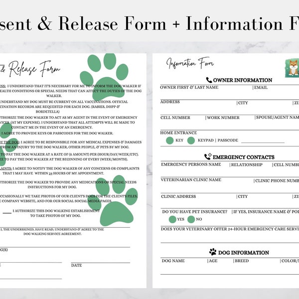 Dog Walking Forms - Etsy