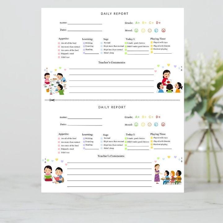 Editable Preschool Daily Report, Kindergarten Daily Report, Toddler ...