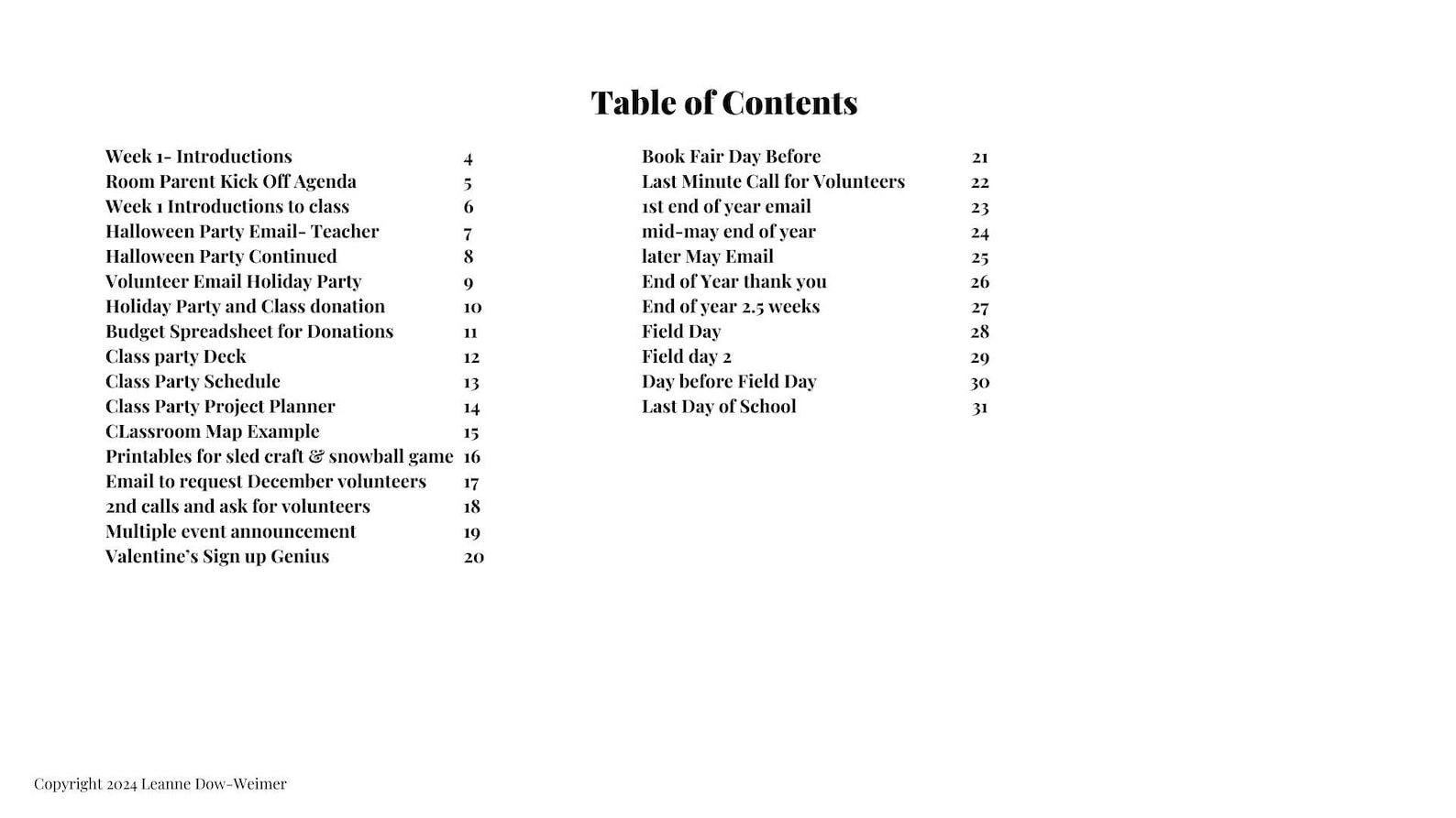 Room Mom or Parent- Done for You Guide- With Emails, Printables ...