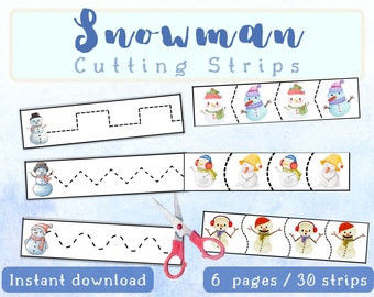 Snowflakes Cutting Strips Printable Cutting Sheets for Kids Preschool ...