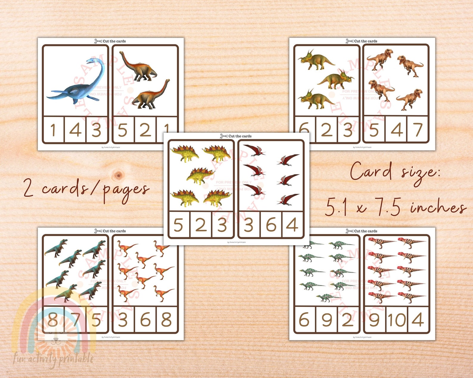 Dinosaur Count and Clip Cards Toddler's Counting - Etsy