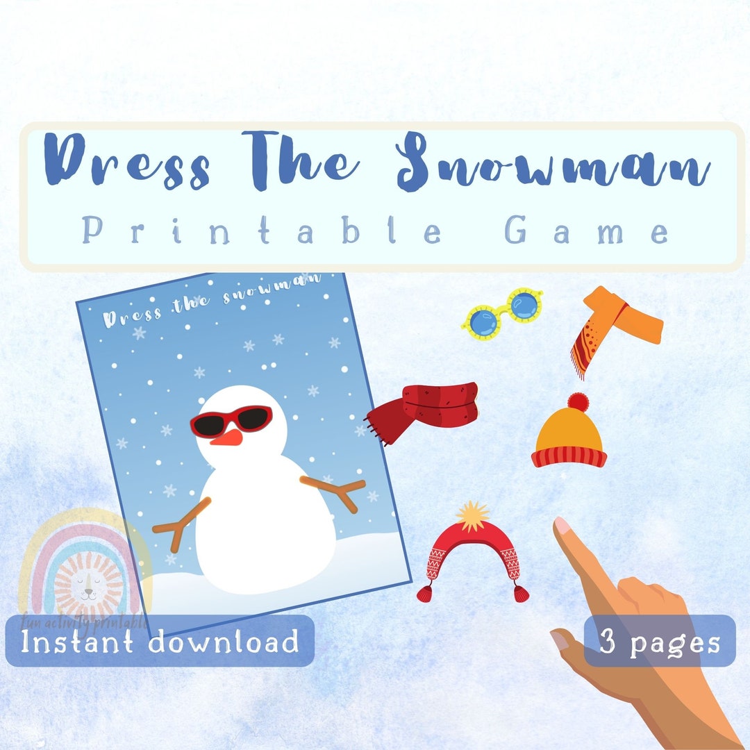 Dress the Snowman Printable Game Winter Activity for Kids Learning ...