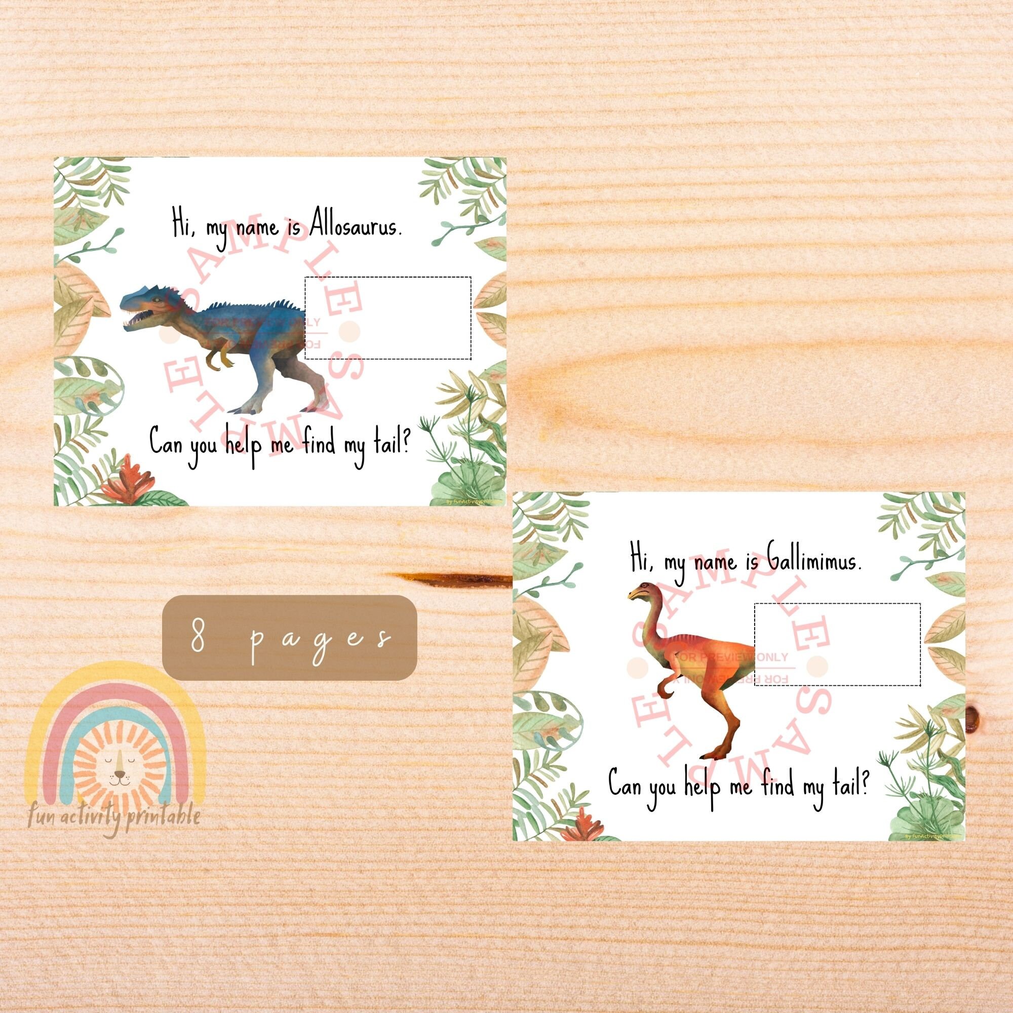 Dinosaur Find the Tail Game Dinosaur Activity Busy Book Printable ...