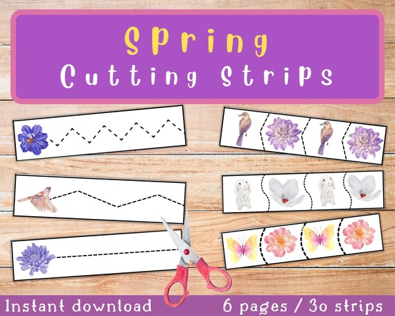 Spring Cutting Strips Printable Cutting Sheets for Kids | Etsy