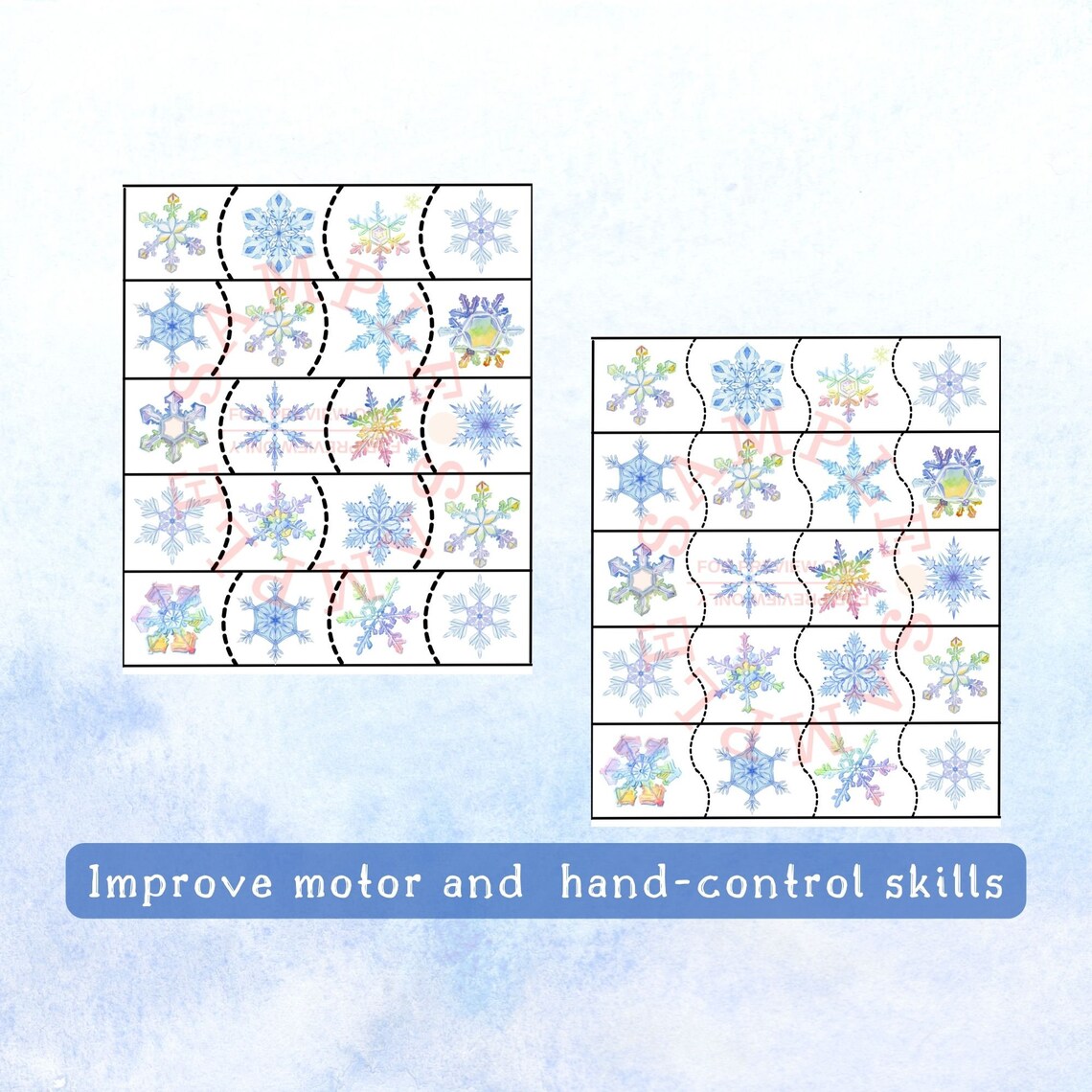 Snowflakes Cutting Strips Printable Cutting Sheets for Kids Preschool ...