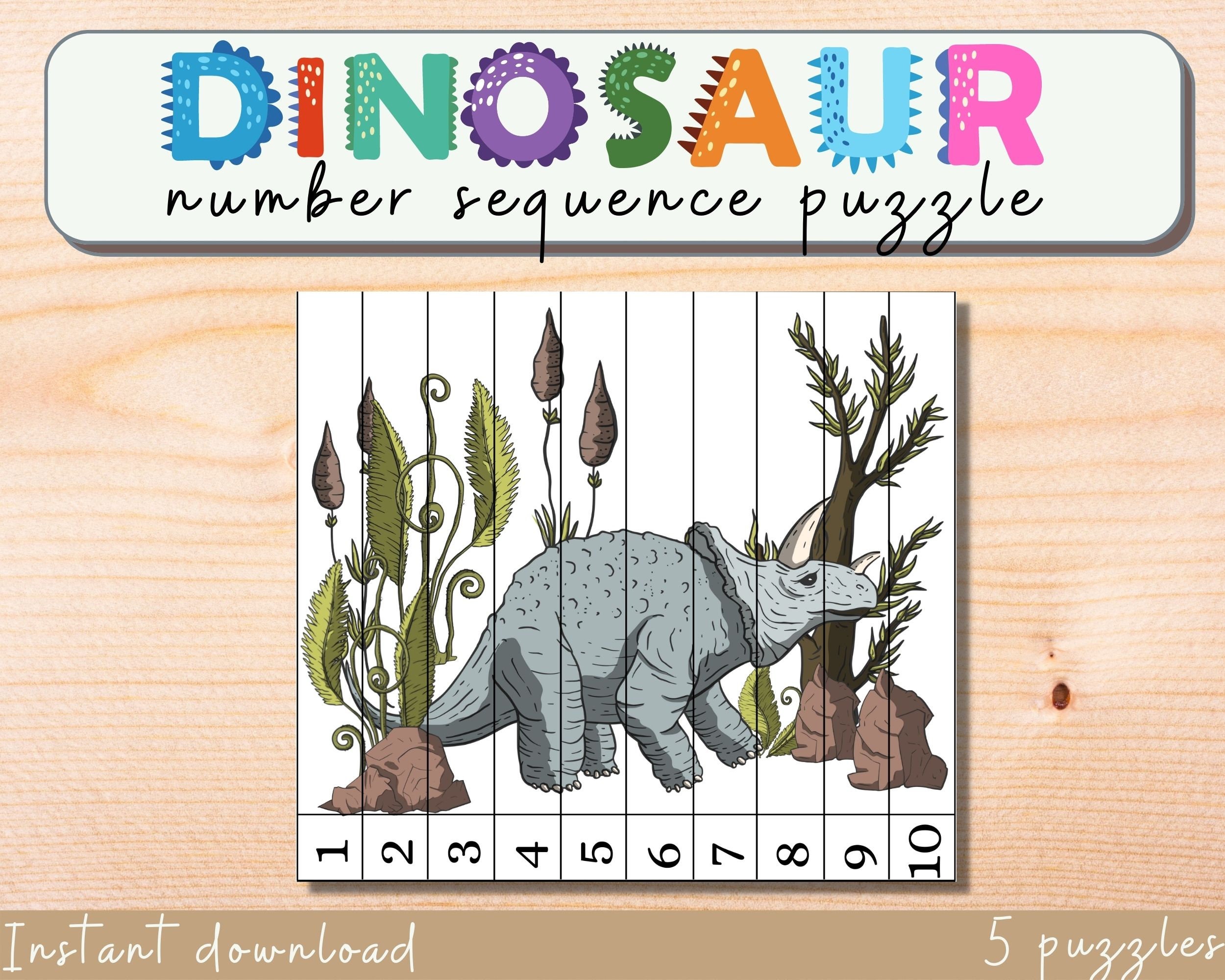Dinosaur Number Sequence Puzzle Dinosaur Activity Busy | Etsy