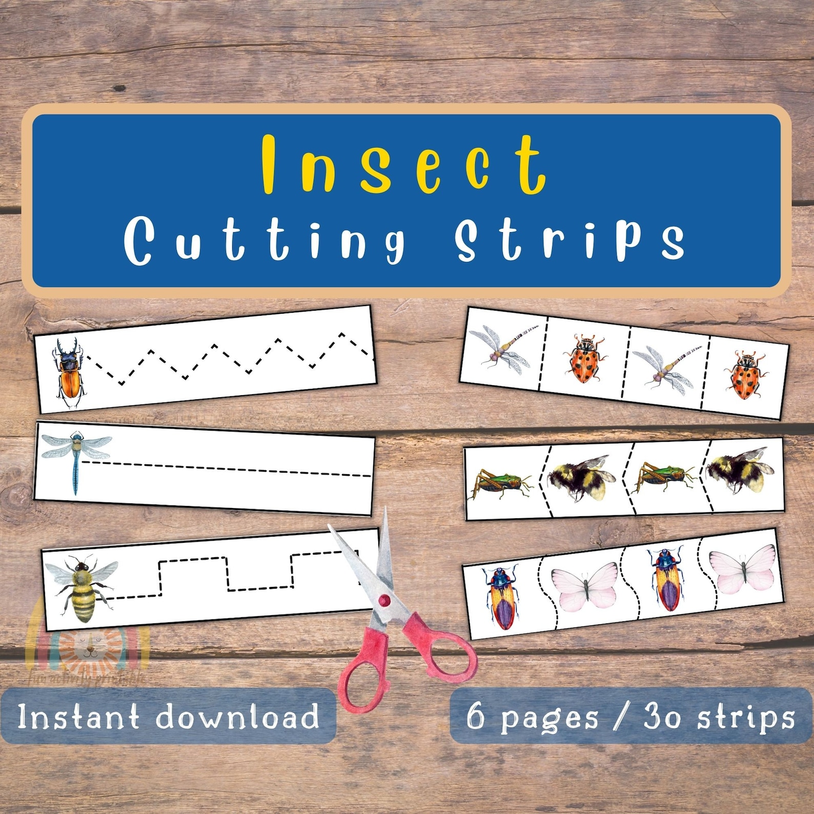 Insect Cutting Strips Printable Cutting Sheets for Kids Preschool ...