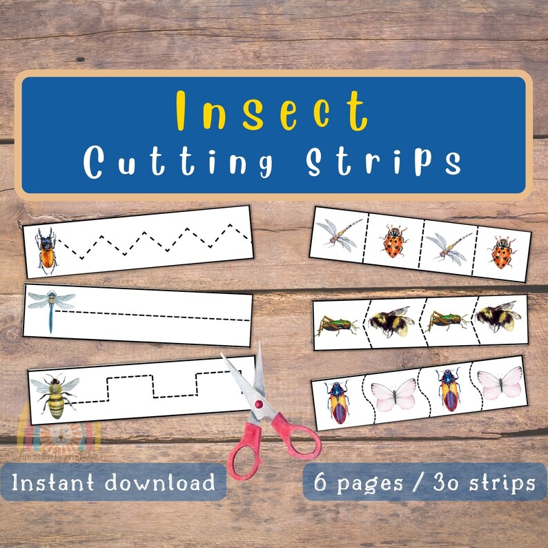 Insect Cutting Strips Printable Cutting Sheets for Kids Preschool ...