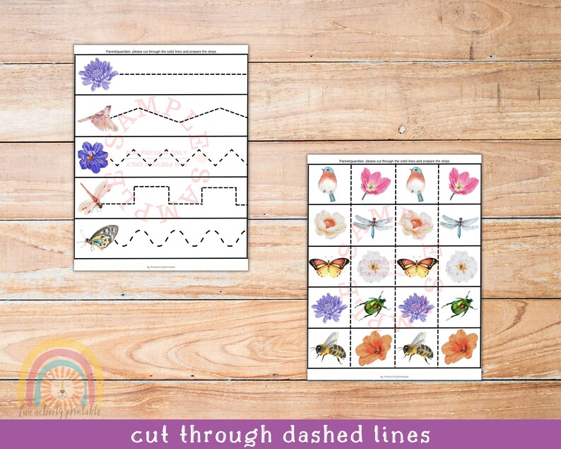 Spring Cutting Strips Printable Cutting Sheets for Kids | Etsy