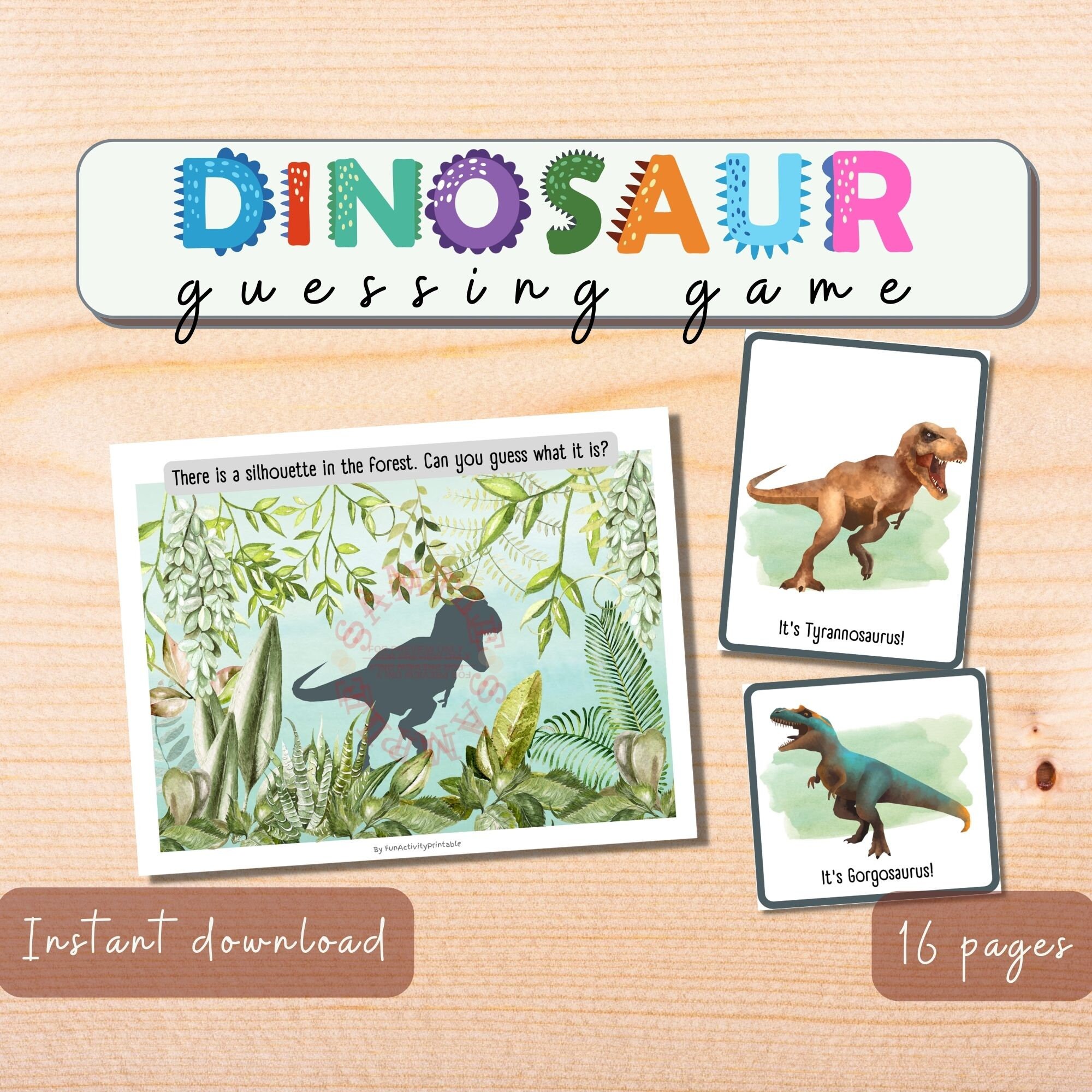 Dinosaur Guessing Game Dinosaur Activity Printable Dinosaur Game for ...
