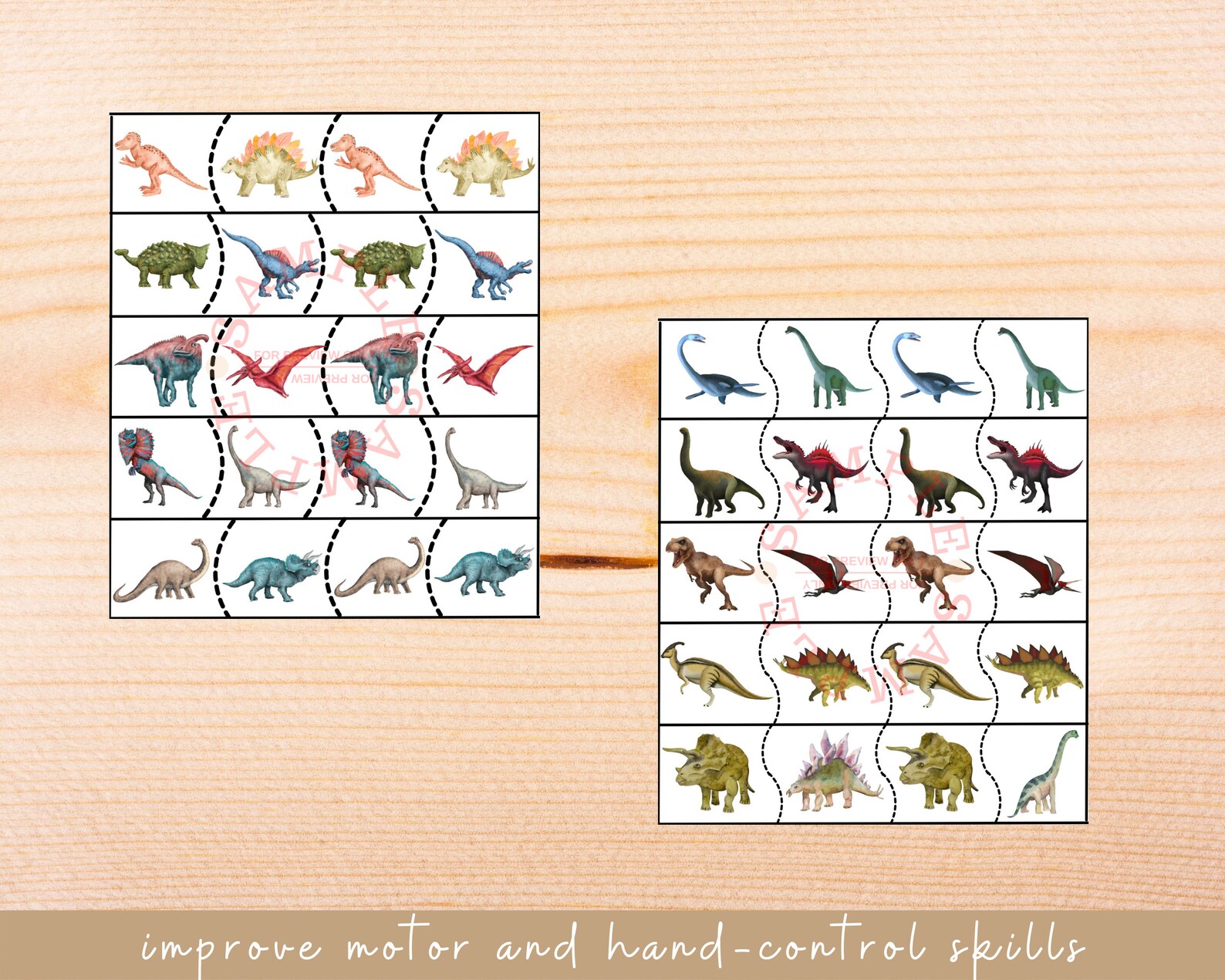 Dinosaur Cutting Strips Printable Cutting Sheets for Kids - Etsy
