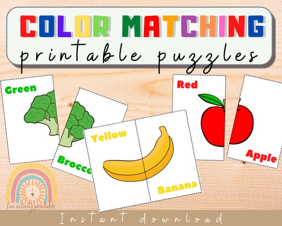 Color Matching Printable Puzzles Learning Colors Matching | Etsy