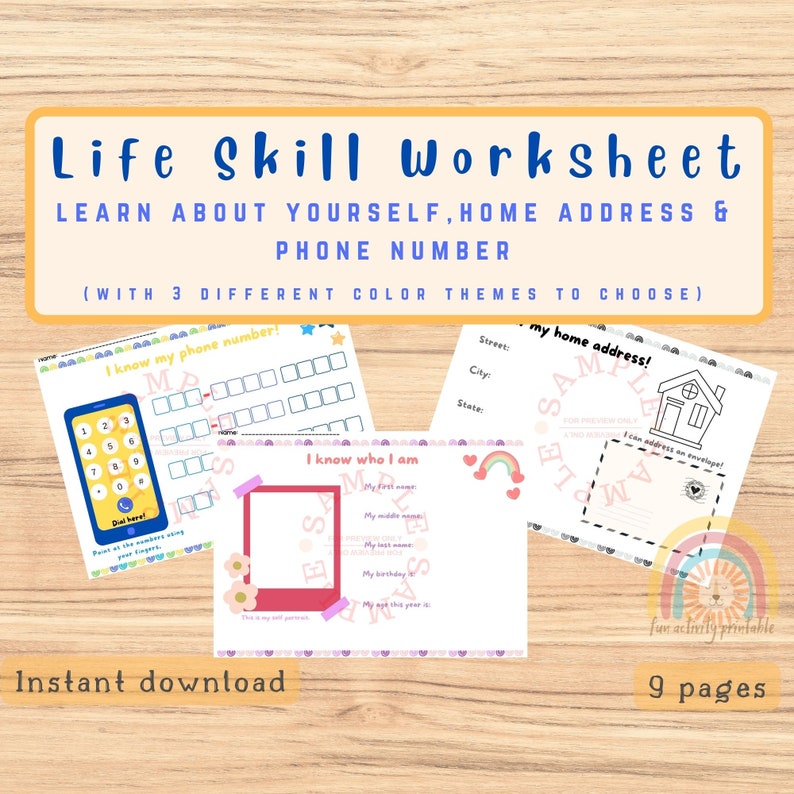 Life Skills Worksheet for Kids About Me Home Address Writing Practice ...