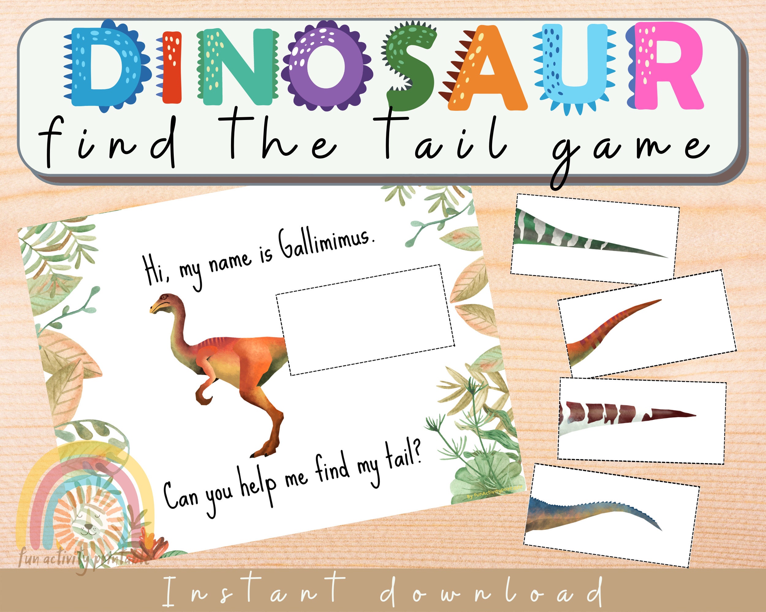 Dinosaur Find the Tail Game Dinosaur Activity Busy Book - Etsy