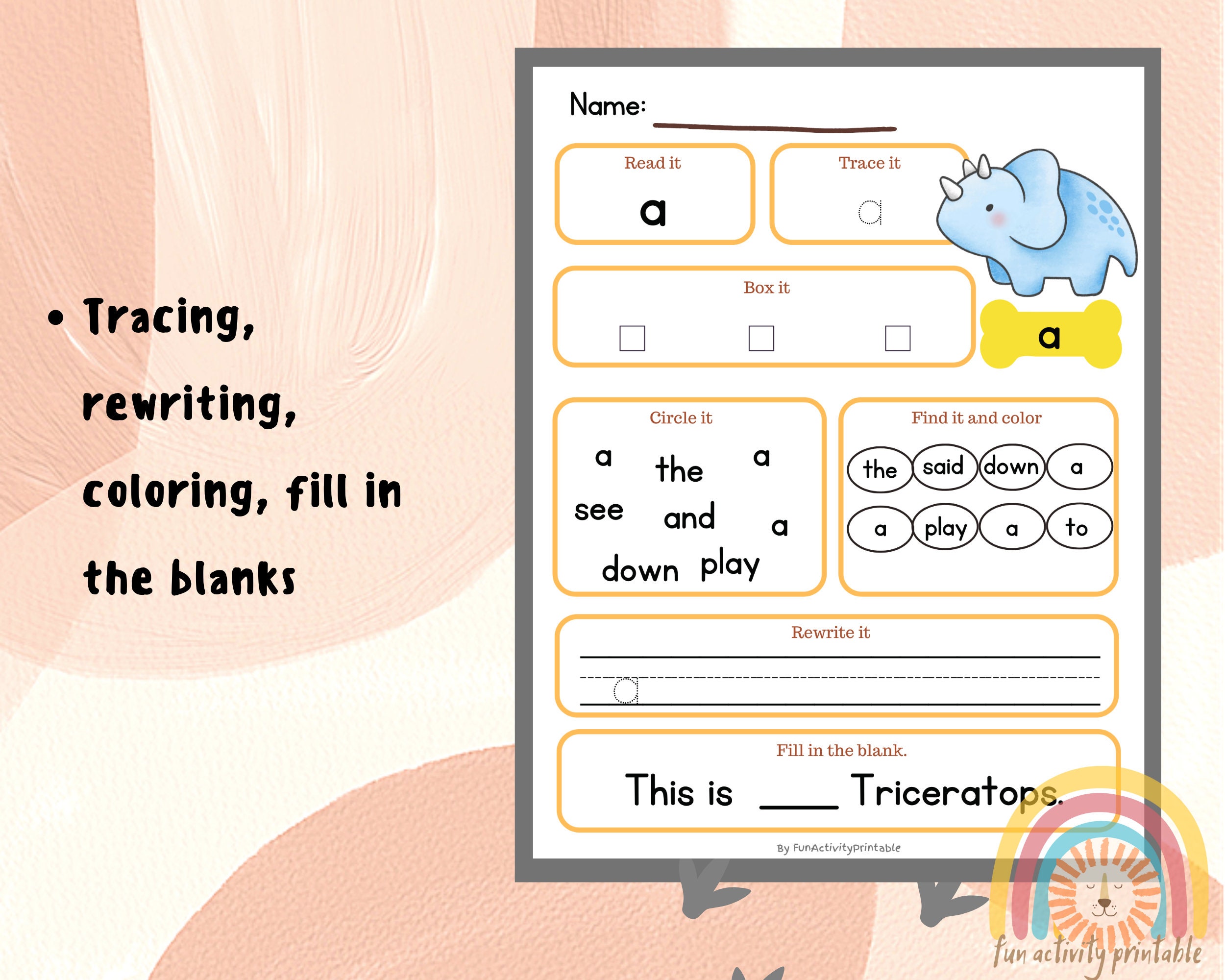 40 Pre-k Sight Words Worksheets : Learn With Dino-friends - Etsy
