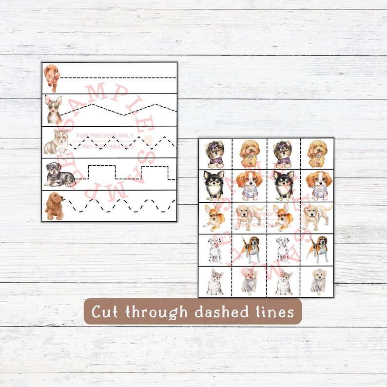 Puppy Cutting Strips Printable Cutting Sheets for Kids Preschool ...