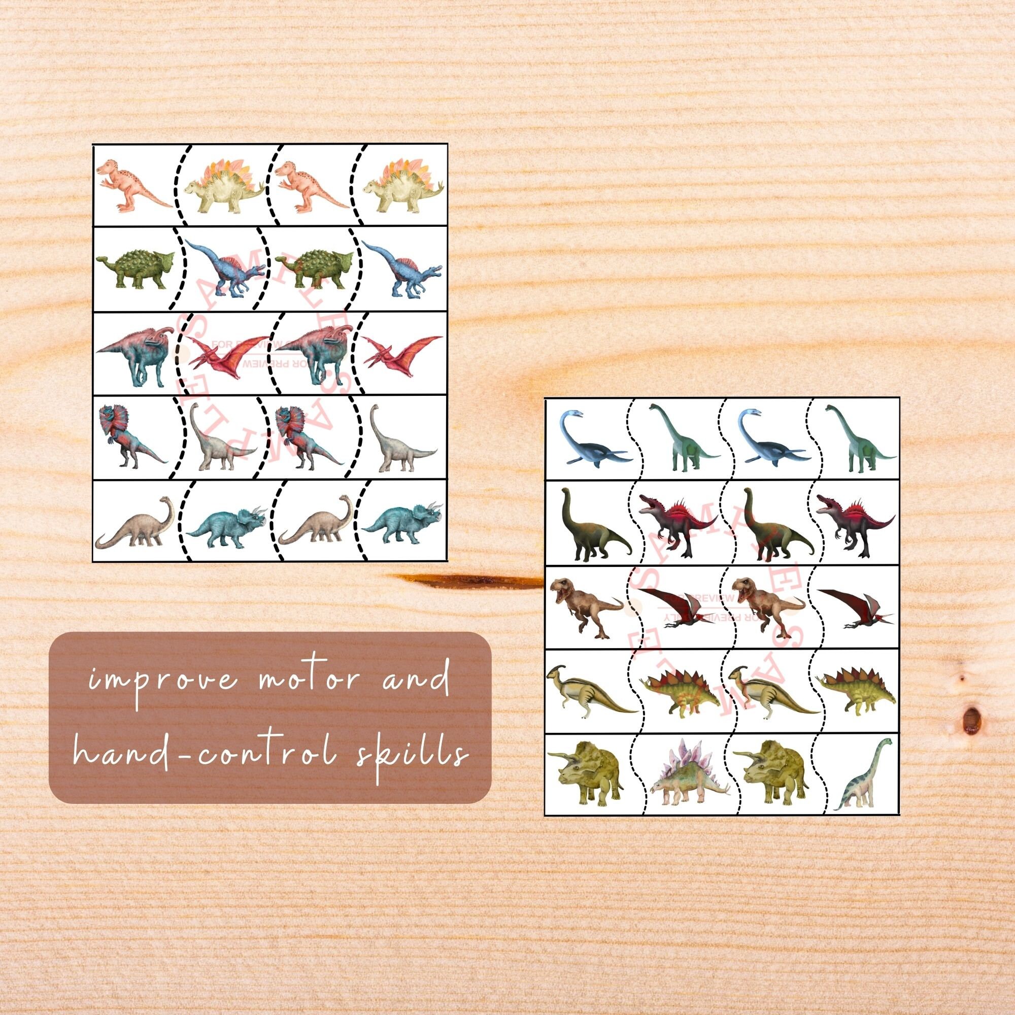 Dinosaur Cutting Strips Printable Cutting Sheets for Kids Preschool ...