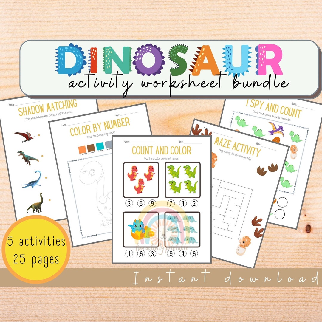 Dinosaur Activity Worksheets Bundle Printable Dinosaur Activity for ...