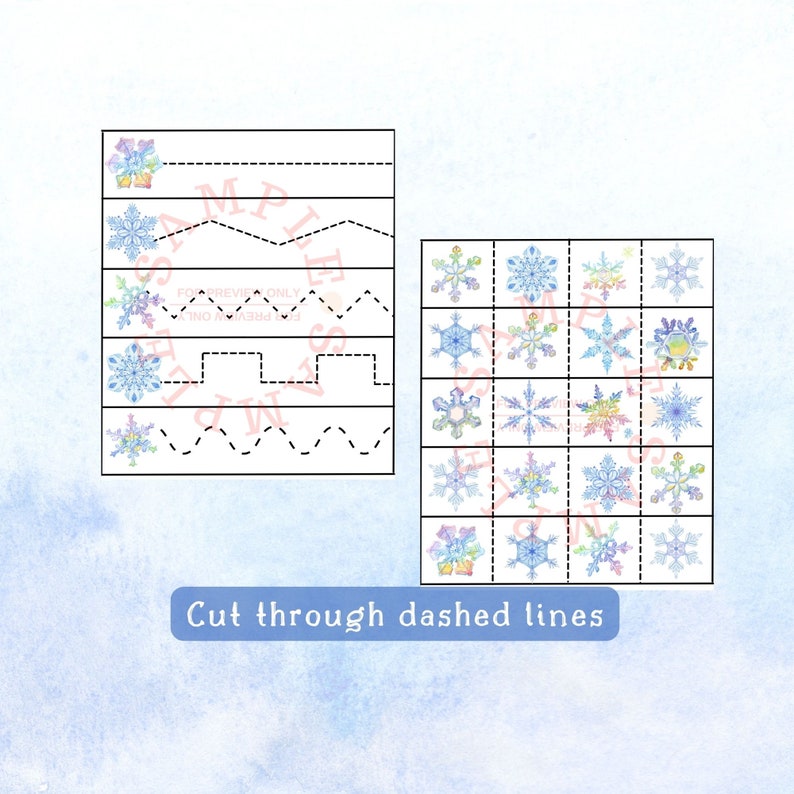 Snowflakes Cutting Strips Printable Cutting Sheets for Kids Preschool ...